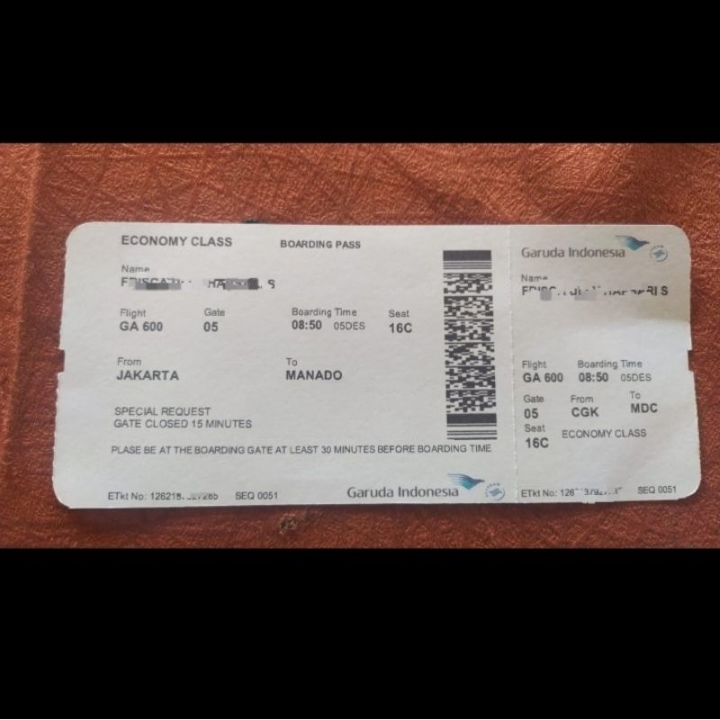 Jual Tiket/Boarding Pass Garuda | Shopee Indonesia