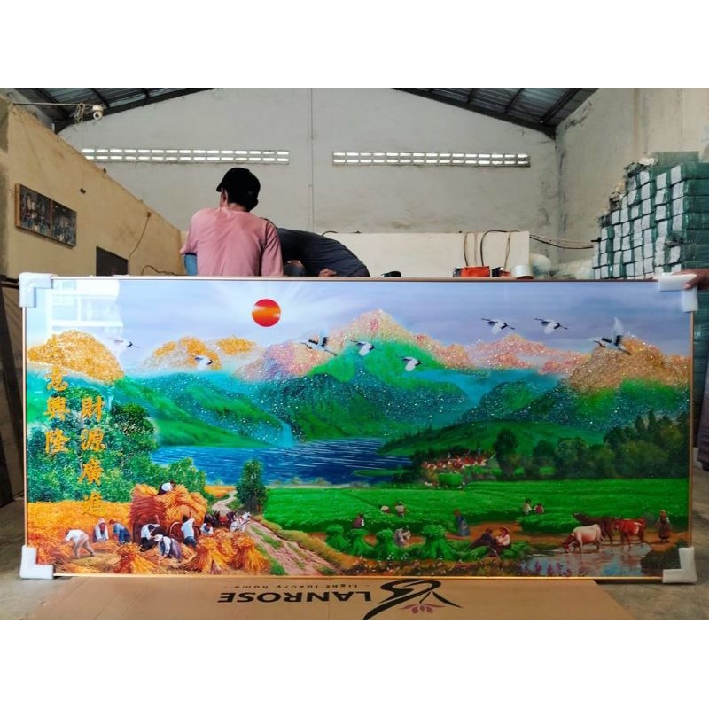 Jual lukisan Porcelain Diamond 5d gambar panen padi | Shopee Indonesia