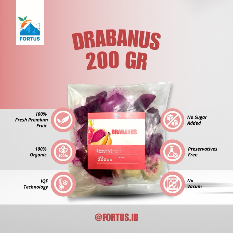Jual Fortus IQF Darbanus Ready To Blend Dragon Fruit Banana Frozen Buah Naga Pisang Beku Premium ...