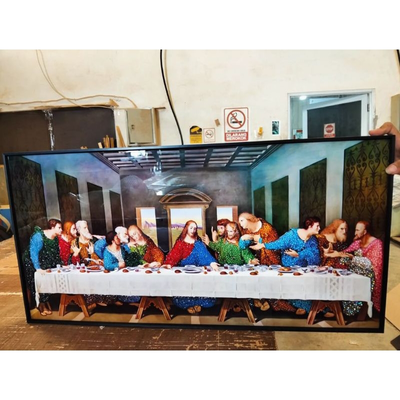 Jual lukisan Porcelain Painting 5D Diamond gambar Yesus perjamuan ...