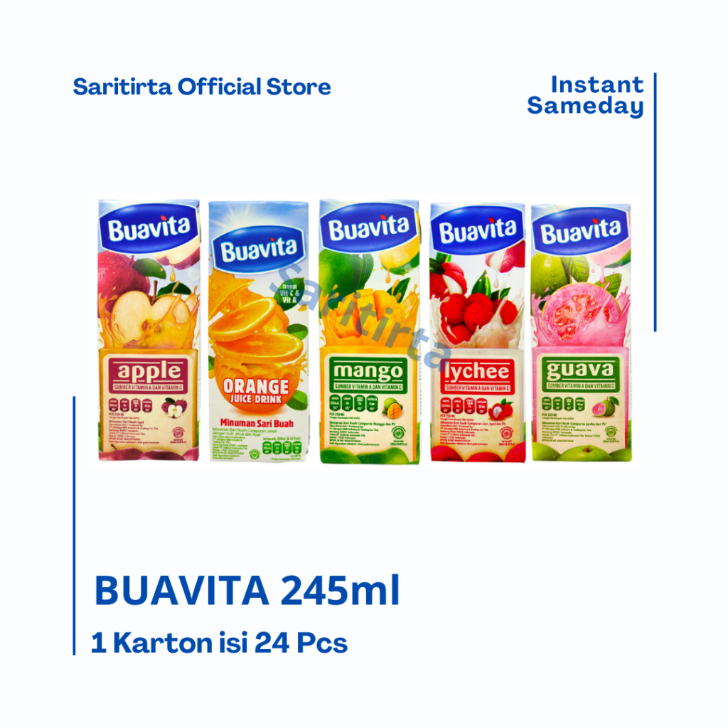Jual BUAVITA / BUAH VITA JUS BUAH ASLI isi 24pcs x 245mL (1 DUS) | Shopee Indonesia