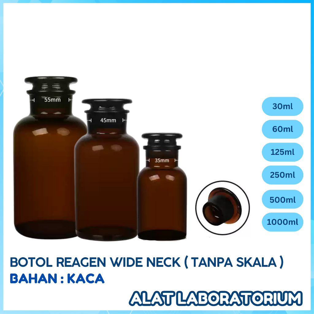 Jual Botol Reagen Kaca Amber Mulut Lebar Tanpa Skala Amber Glass ...