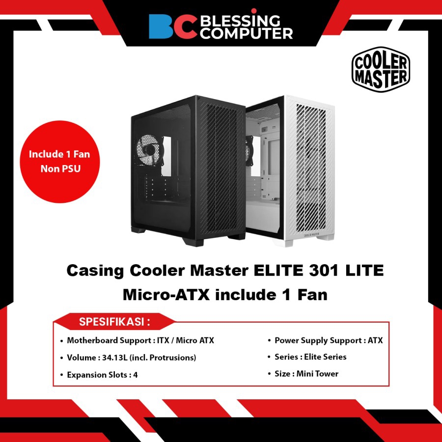 Jual Casing Cooler Master ELITE 301 LITE Micro-ATX include 1 Fan ...