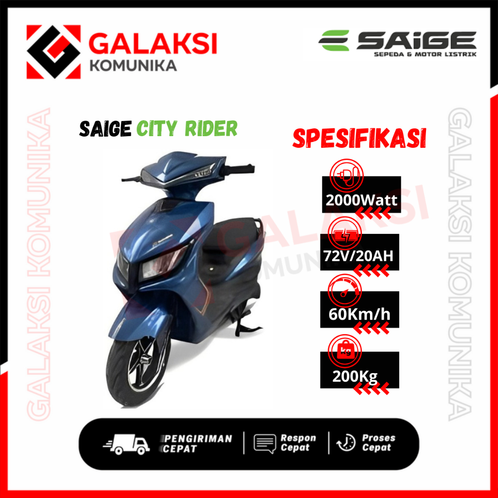 Jual Sepeda Motor Listrik SAIGE City Rider 72V/20Ah 2000W ( Garansi ...
