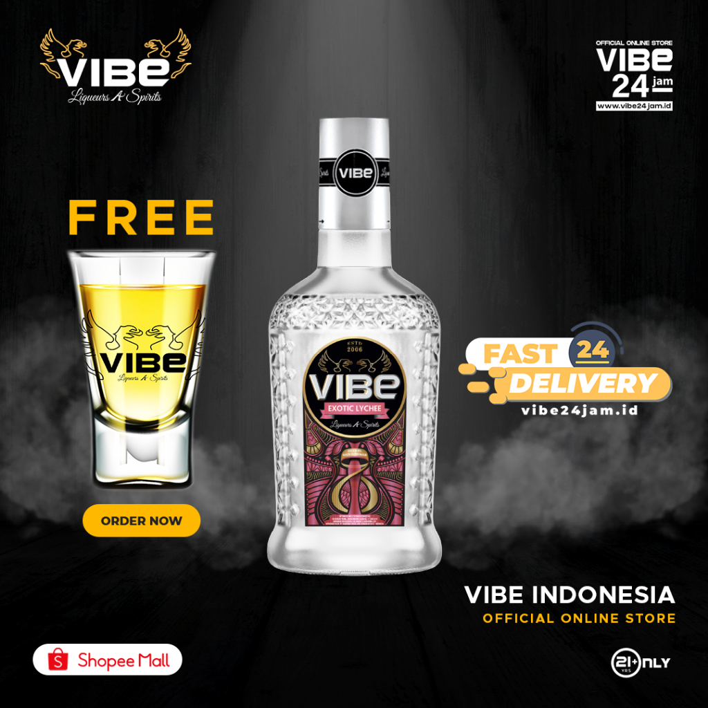 Jual VIBE Liqueur Exotic Lychee Mini 350 ml + Gratis Sloki (Gelas shot ...