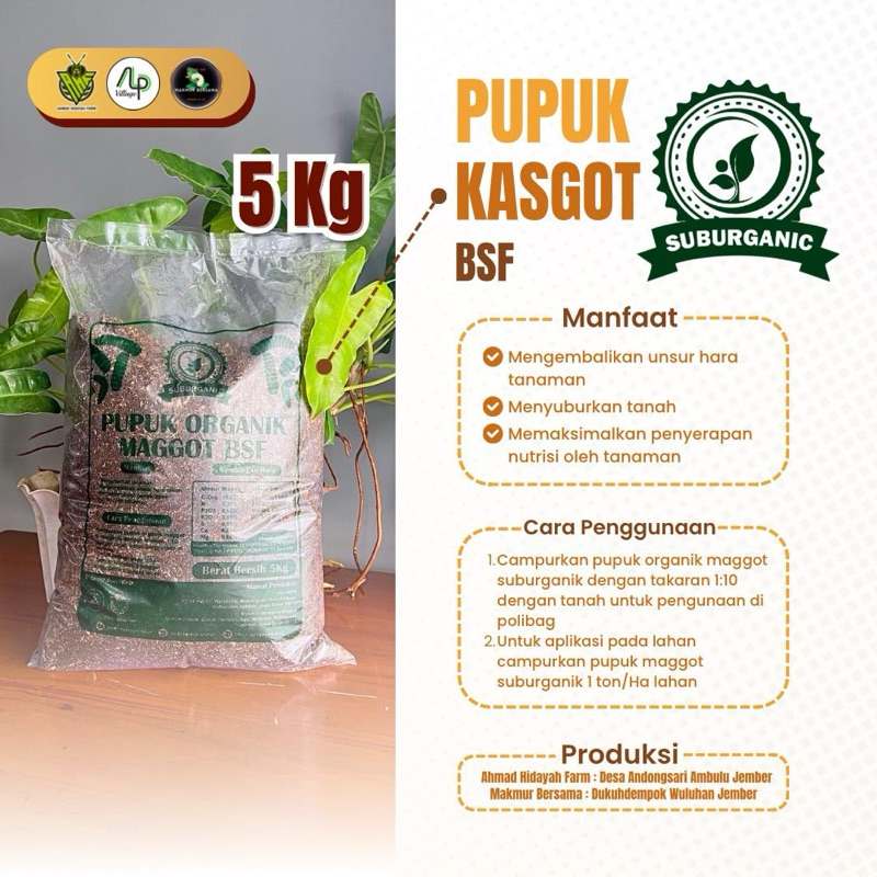Jual Pupuk Organik Kasgot BSF Suburganic ALP Village 5kg | Shopee Indonesia
