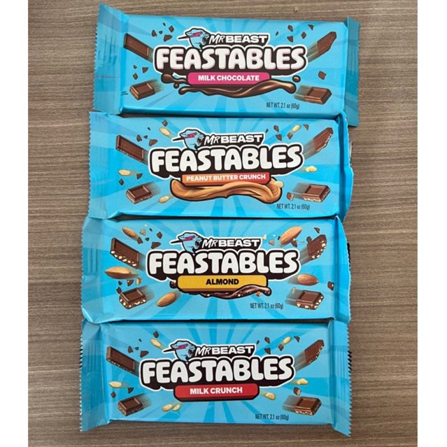 Jual Mr Beast Feastables Chocolate Bar 60 GRAM Almond Milk Crunch ...