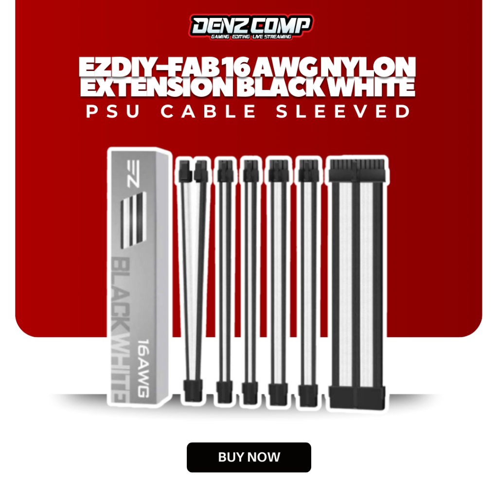 Jual EZDIY-FAB 16 AWG Nylon PSU Cable Sleeved Extension Black White ...