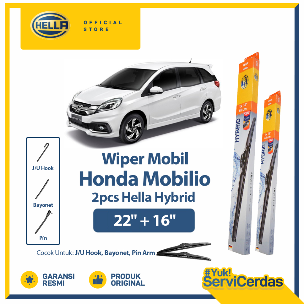 Jual Wiper Mobil HONDA Mobilio 22" + 16" (2pcs) - HELLA Hybrid | Shopee ...
