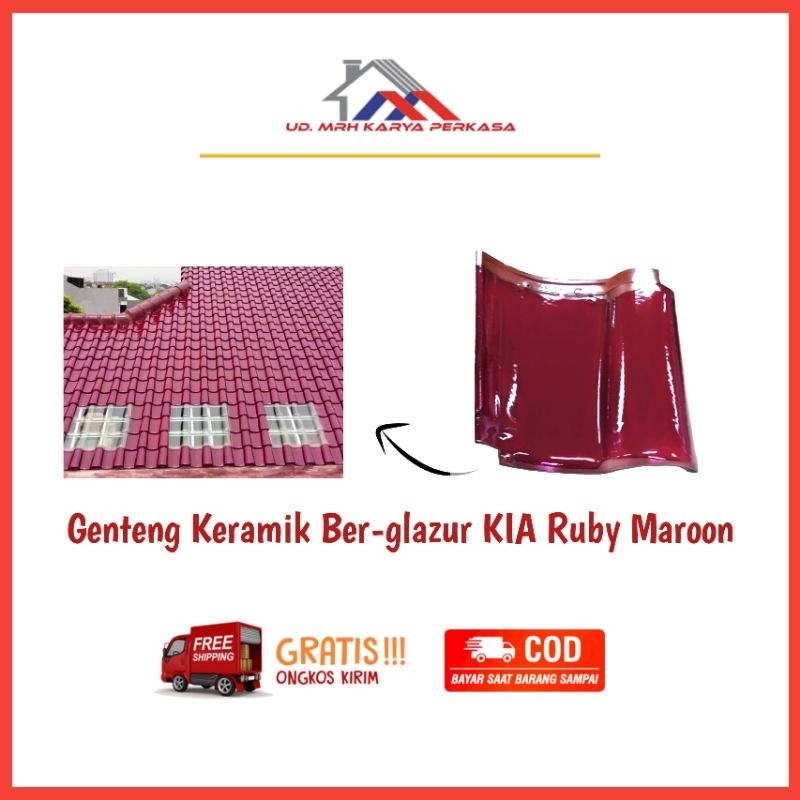 Jual Genteng Keramik KIA Ruby Maroon | COD dan Gratis Ongkir Min. Pembelian 2000pcs | Shopee ...
