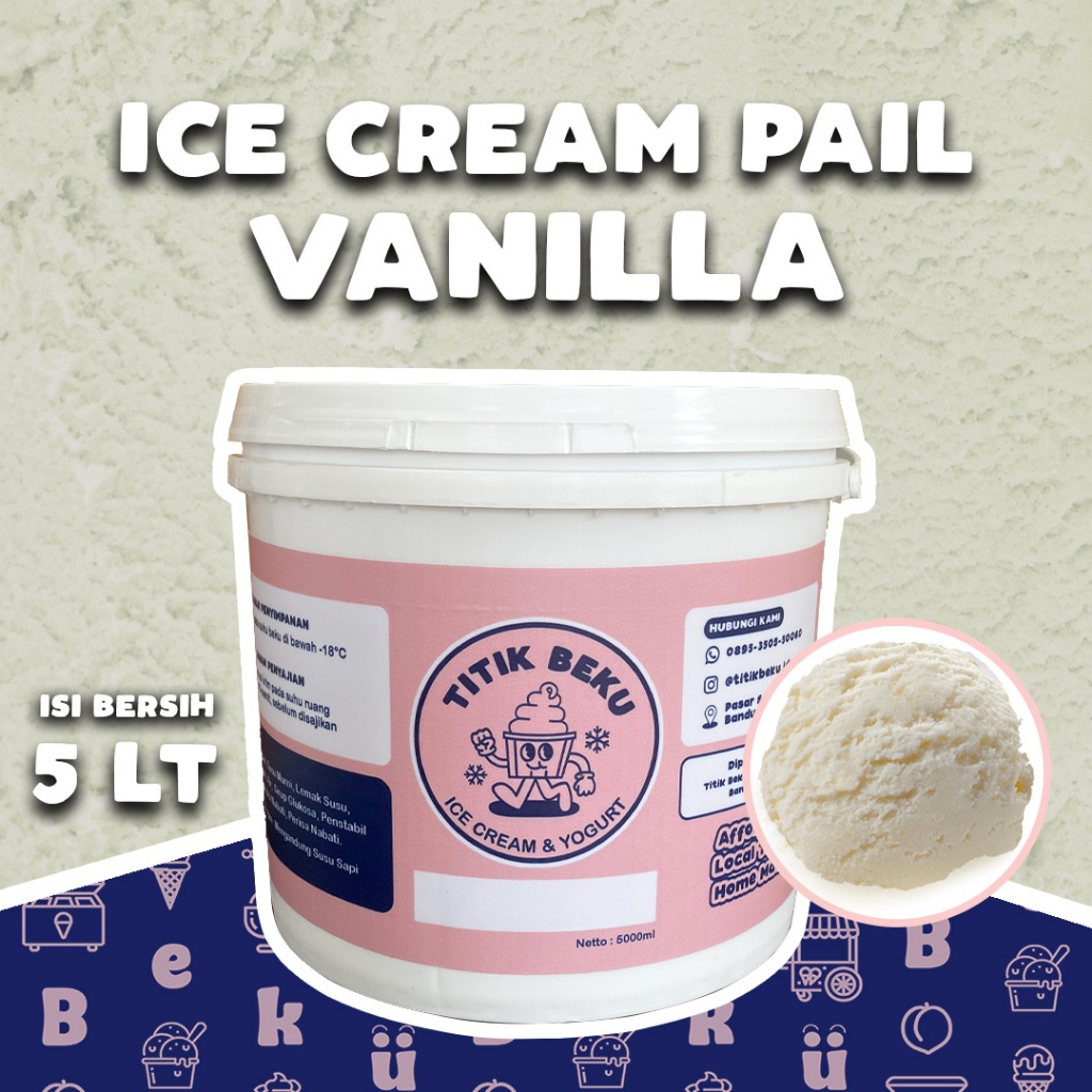 Jual TITIK BEKU ICE CREAM 5 LITER VANILLA / VANILA / PAIL / EMBER / ES ...