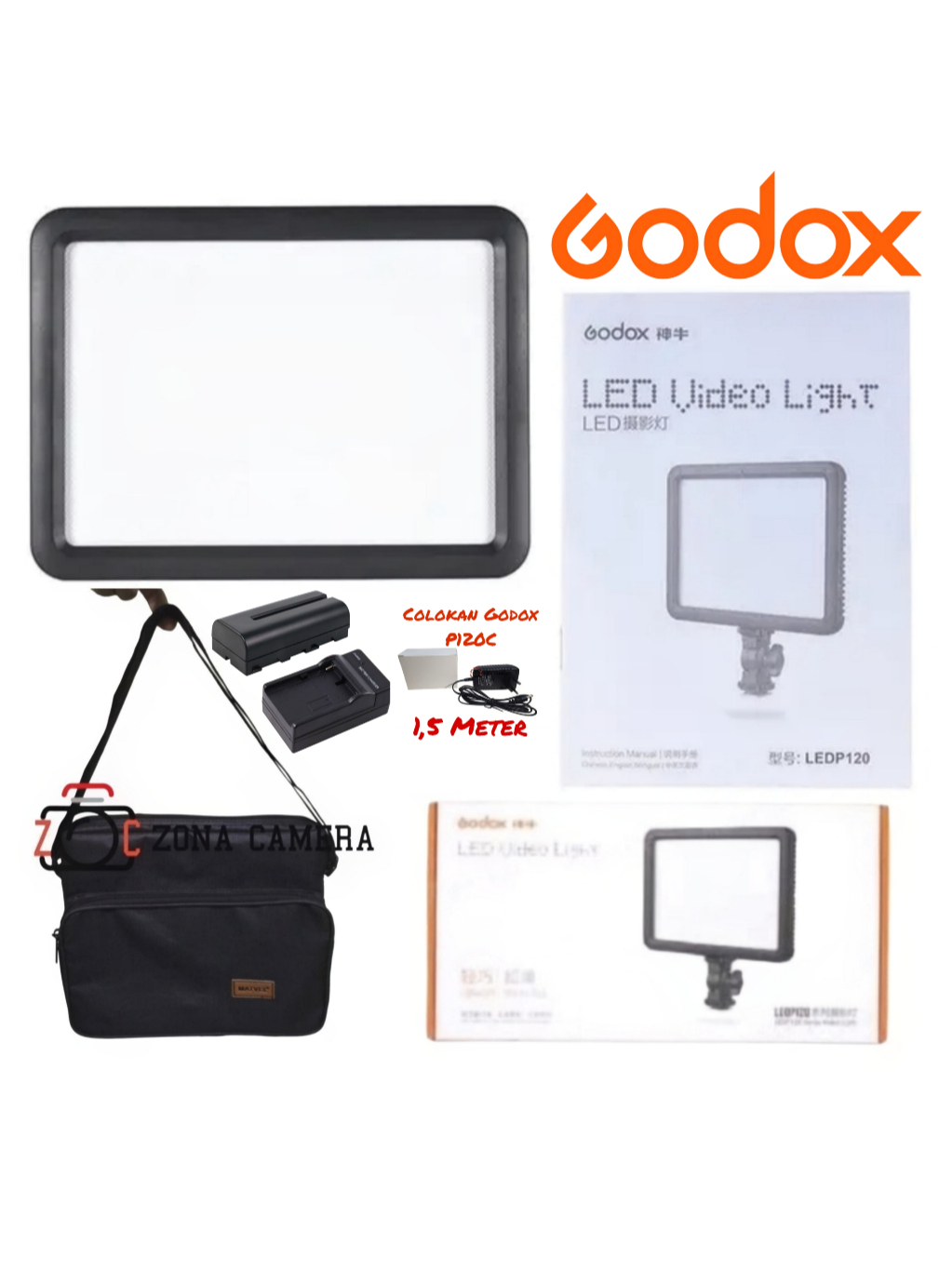 Jual Paket Godox P120C LED Video Light Lampu Fill Kabel Colokan P120 C ...