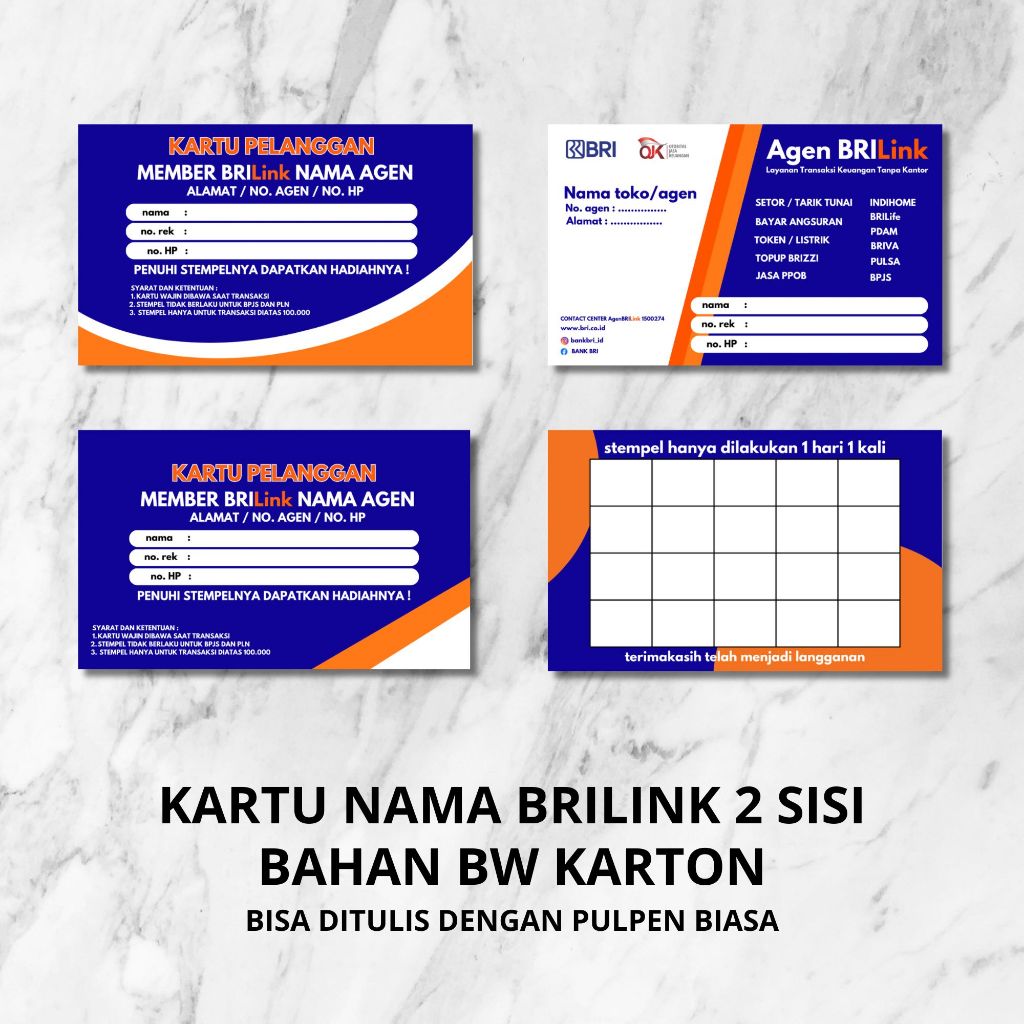 Jual Kartu Nama Member Agen BRILINK - Kartu Pelanggan BRILINK NEW 2025 ...