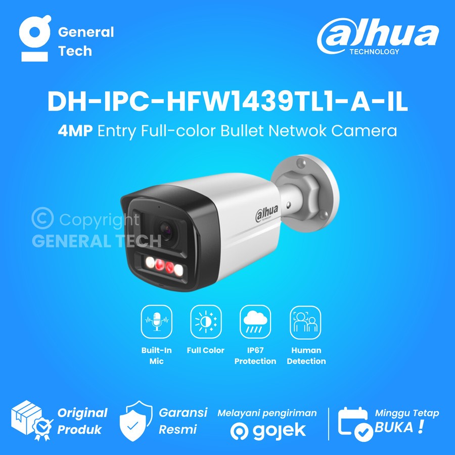 Jual CCTV IP Camera Dahua 4MP DH-IPC-HFW1439TL1-A-IL Audio Dual Light ...