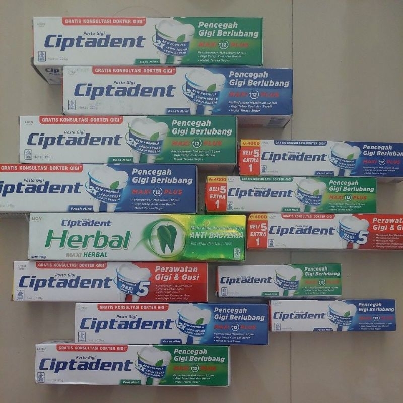 Jual Ciptadent Pasta Gigi Maxi Cool Herbal 30gr/75gr/120gr/190gr/225gr ...