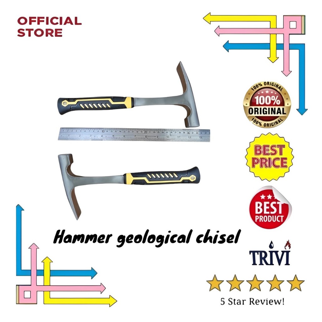 Jual Hammer geological chisel point bricklayer brick mason tool forging ...