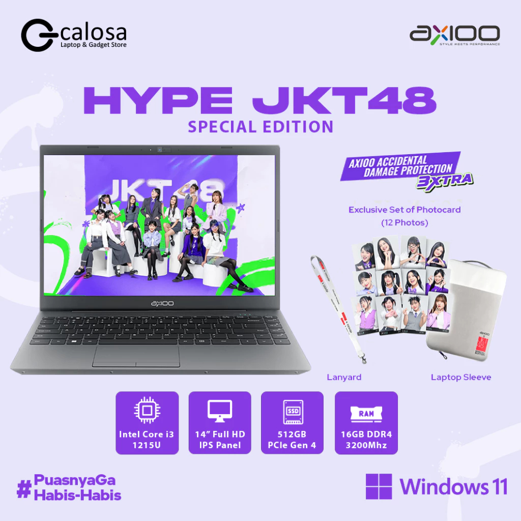 Jual Axioo MyBook Hype JKT48 Special Edition Intel Core i3-1215U Memory RAM 16GB SSD 512GB Layar ...