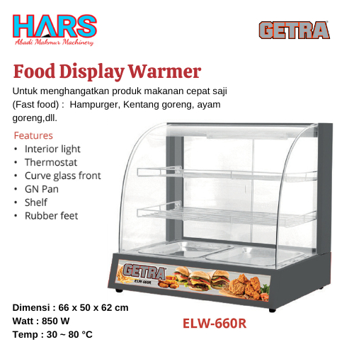 Jual GETRA ELW-660R Food Display Warmer / Showcase Penghangat Makanan ...