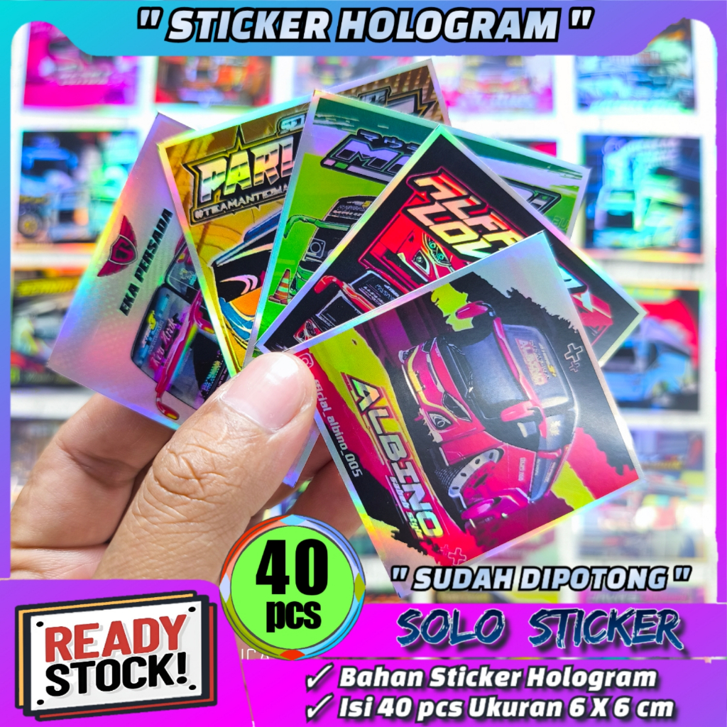 Jual Stiker Bus Kotak Hologram Isi 40 pc SUDAH DIPOTONG Sticker Telolet ...