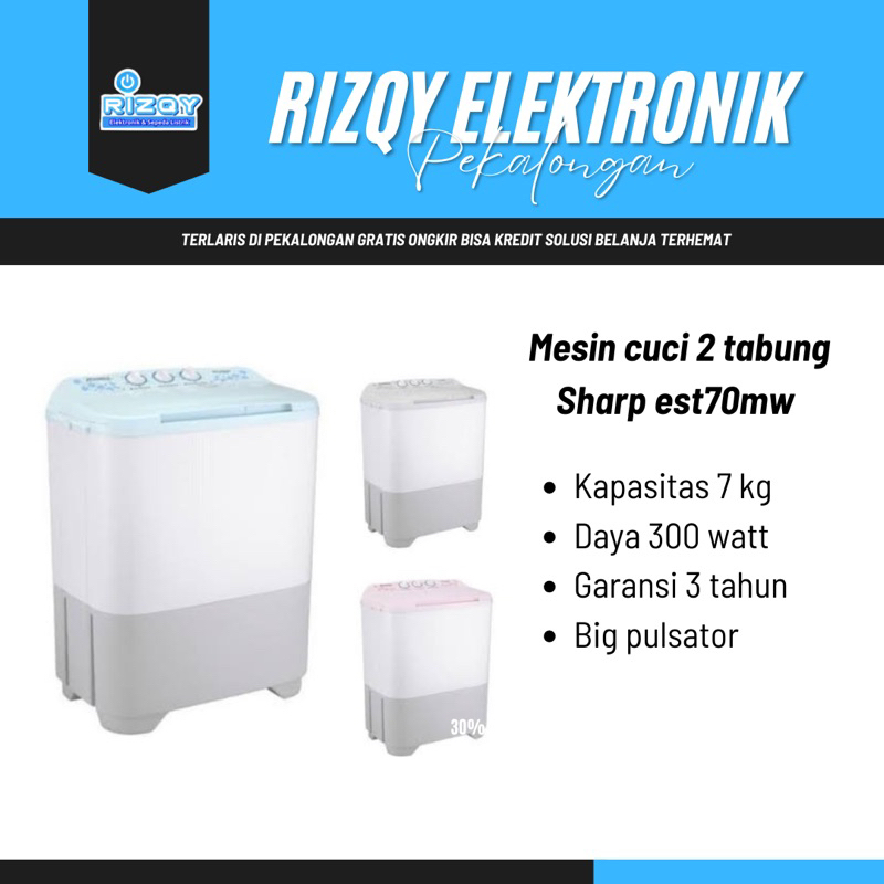 Jual Mesin cuci 2 tabung 7 kg Sharp est 70 mw | Shopee Indonesia
