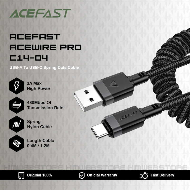 Jual HIMTECH - Kabel Data Charger Spiral Spring Coiled ACEFAST Acewire Pro C14-04 USB To Type-C ...