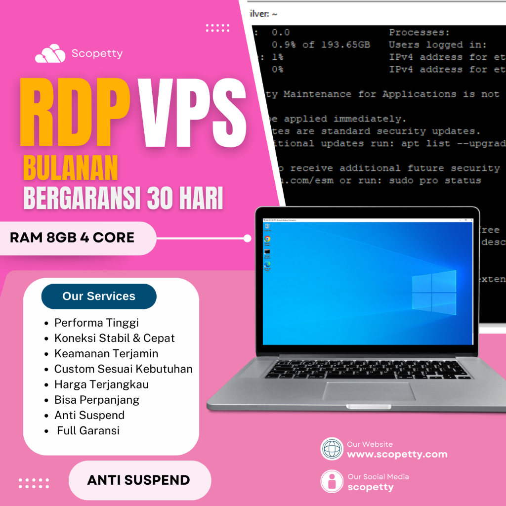 Jual RDP WINDOWS RAM 8GB 4CPU FULL ADMINISTRATOR, FULL GARANSI 30 HARI | Shopee Indonesia