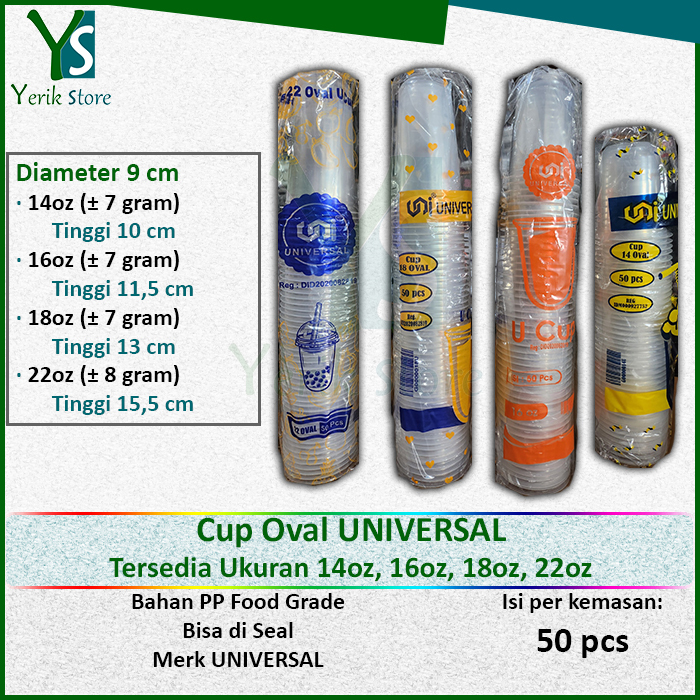Jual Cup Oval UNIVERSAL 14oz 16oz 18oz 22oz GELAS PLASTIK MINUMAN KOPI ...