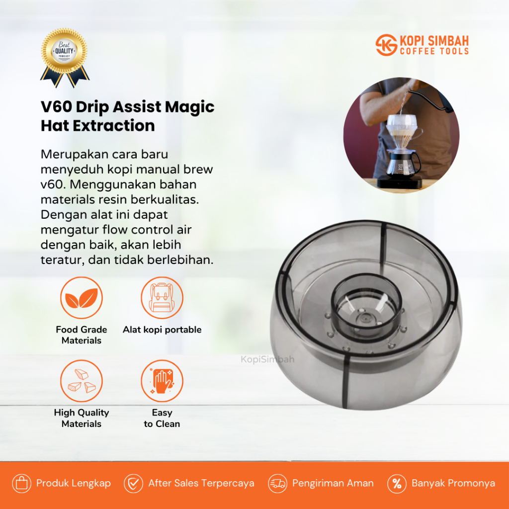 Jual V60 Drip Assist Magic Hat Extraction Pour Over Coffee Dripper V60 ...