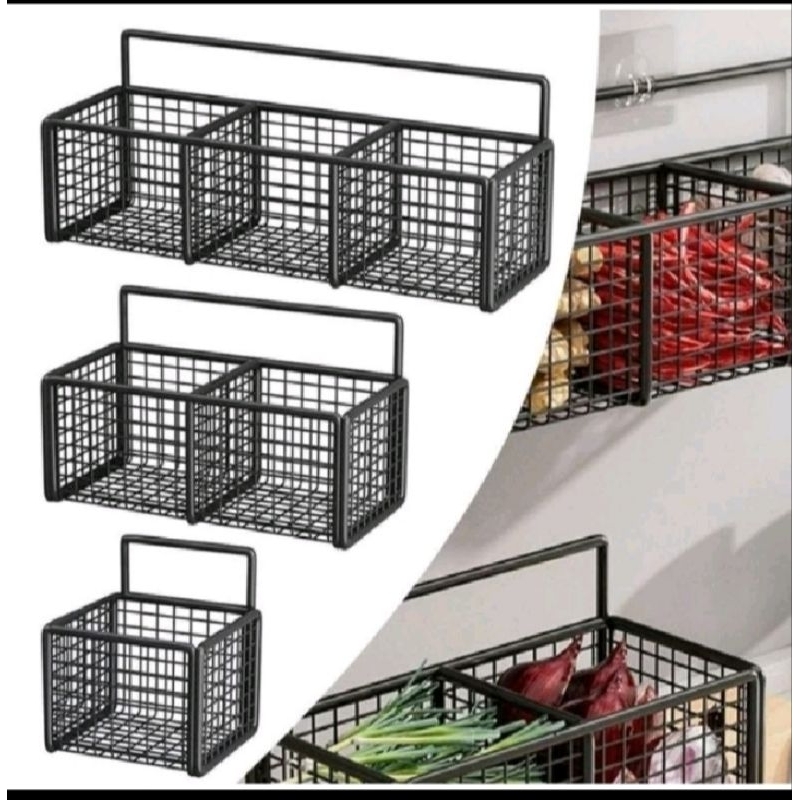 Jual (PEROMO)rak keranjang sekat tempel dinding rak bumbu dapur UK ...