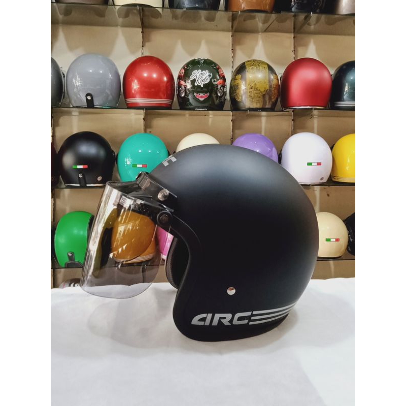 Jual ARC Strip Helm Half Face Warna Hitam Doff Berlabel SNI Bisa COD ...