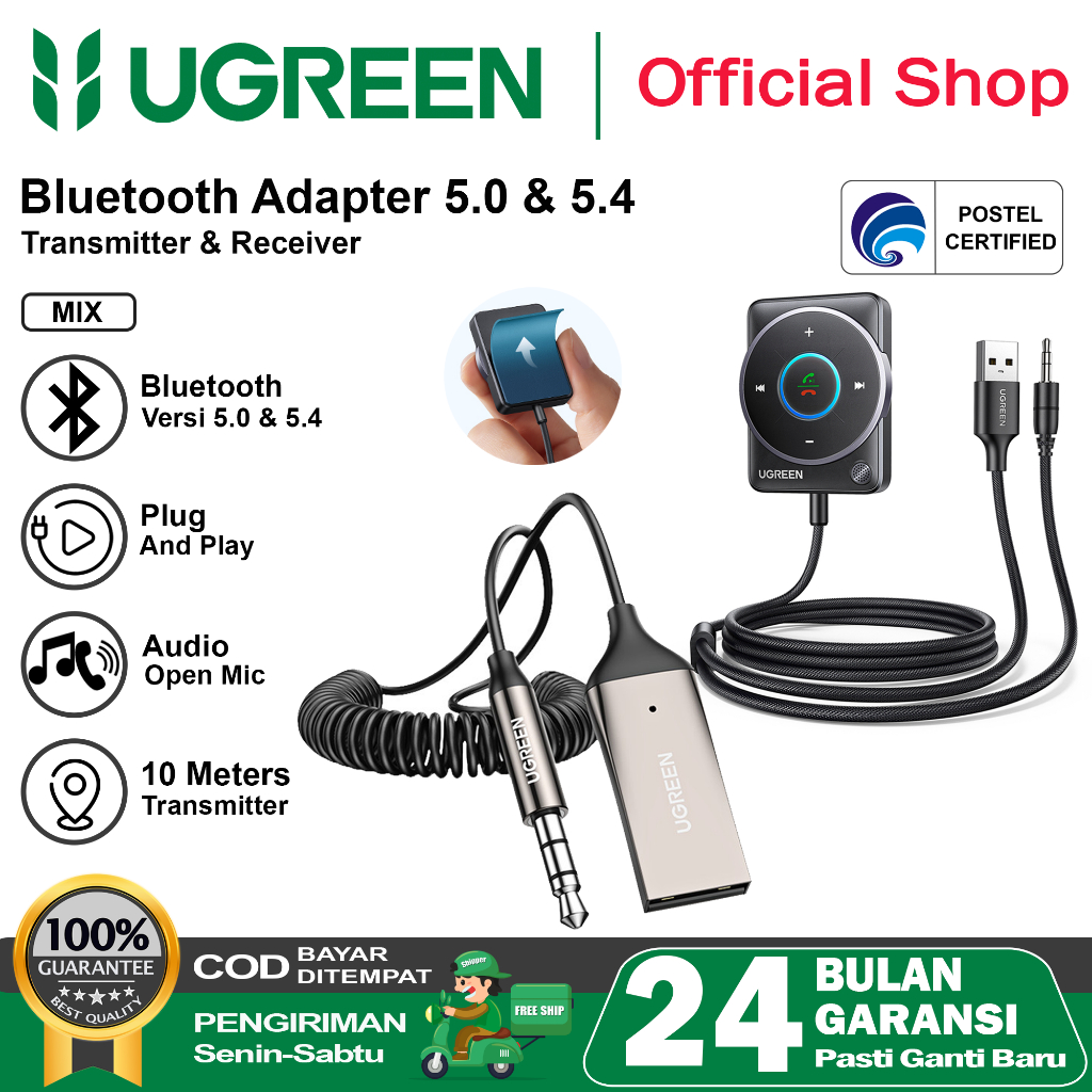 Jual UGREEN Bluetooth Receiver Mobil Car Audio Adapter USB To Aux 3.5MM ...
