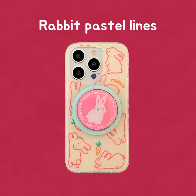 Jual WODECASE Rabbit Pastel Lines Magsafe Case dan Griptok Magnetic ...