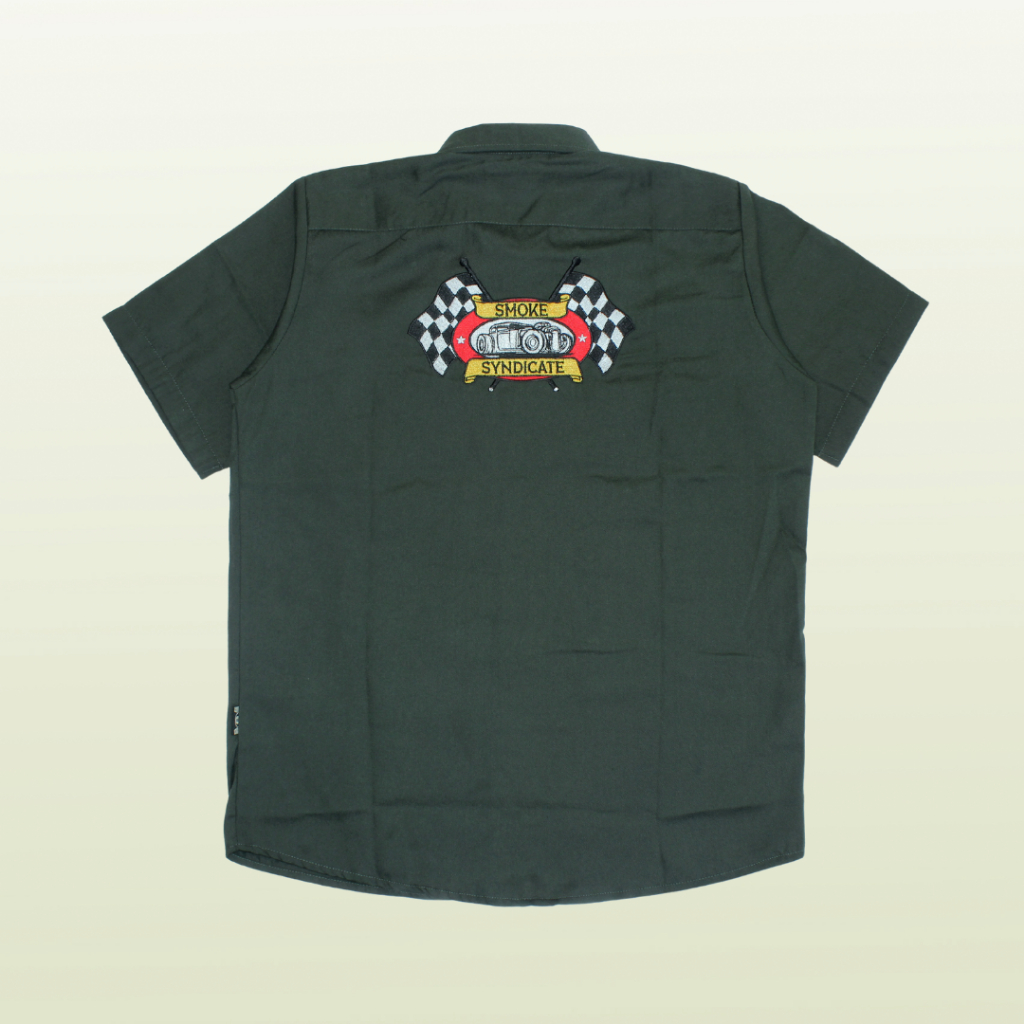 Jual SMOKE Workshirt Kemeja "Speedster" Hijau Army | Shopee Indonesia