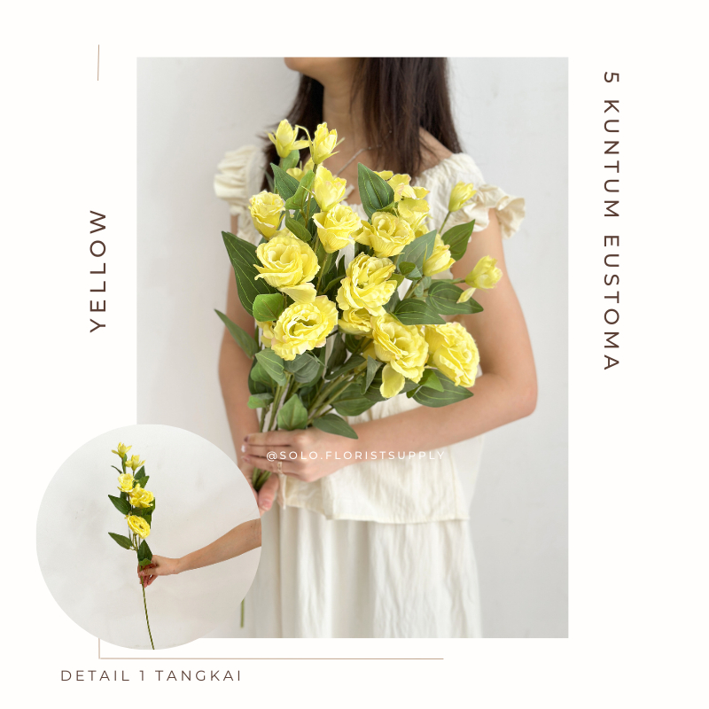 Jual 5 KUNTUM ROSE EUSTOMA SPRAY FLOWER WITH LEAF DAUN Bunga Mawar Rose ...