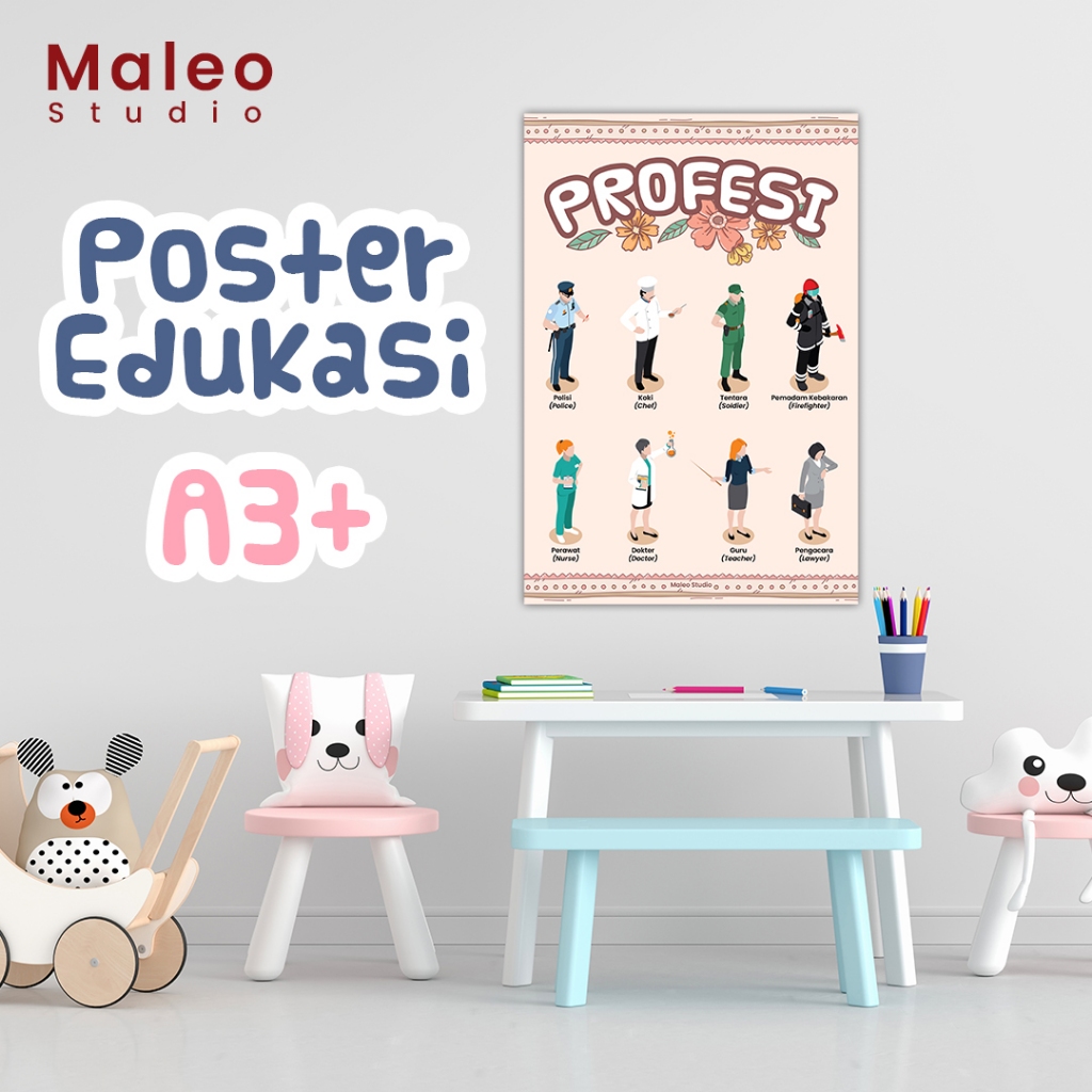 Jual Poster Edukasi Anak Estetik | PROFESI 001 | Poster Belajar Balita ...