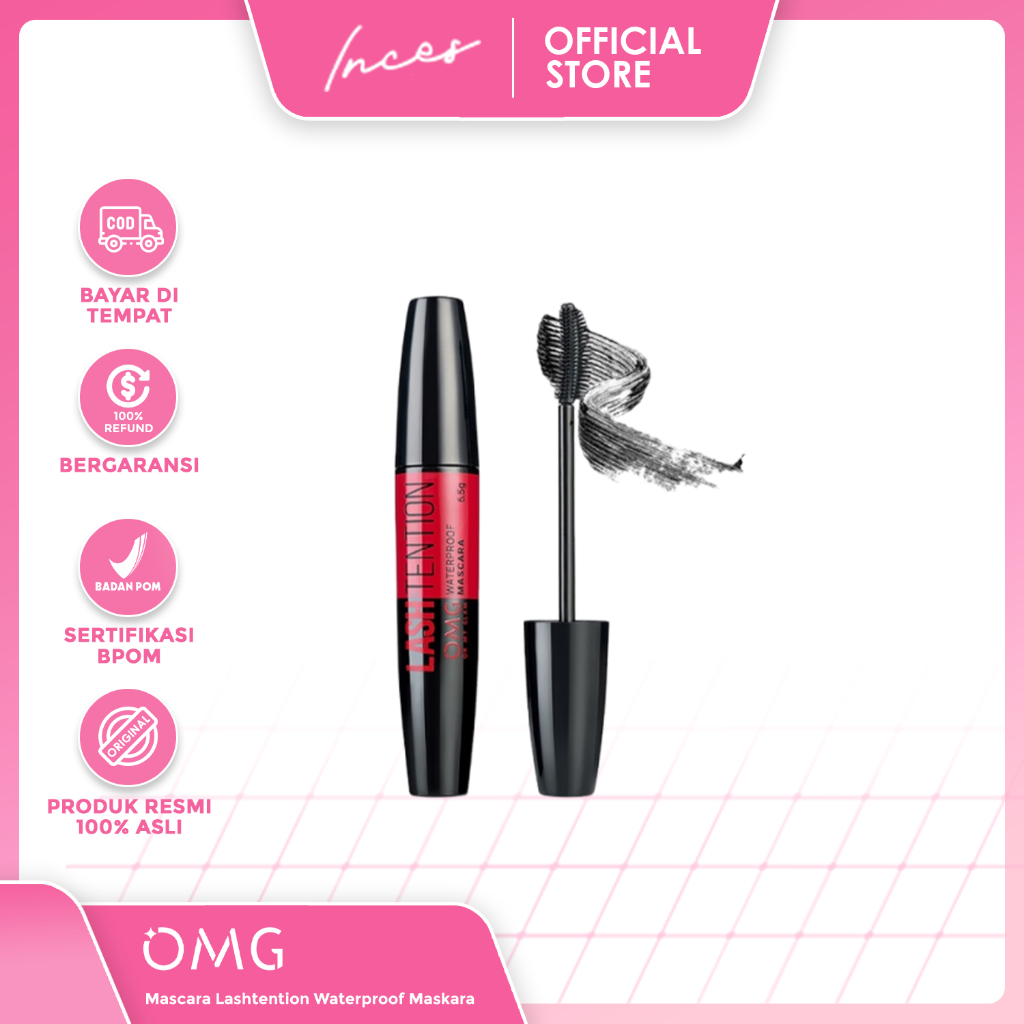 Jual 𝓲𝓷𝓬𝓮𝓼 - OMG Mascara Lashtention Waterproof Maskara Oh My Glam Anti ...