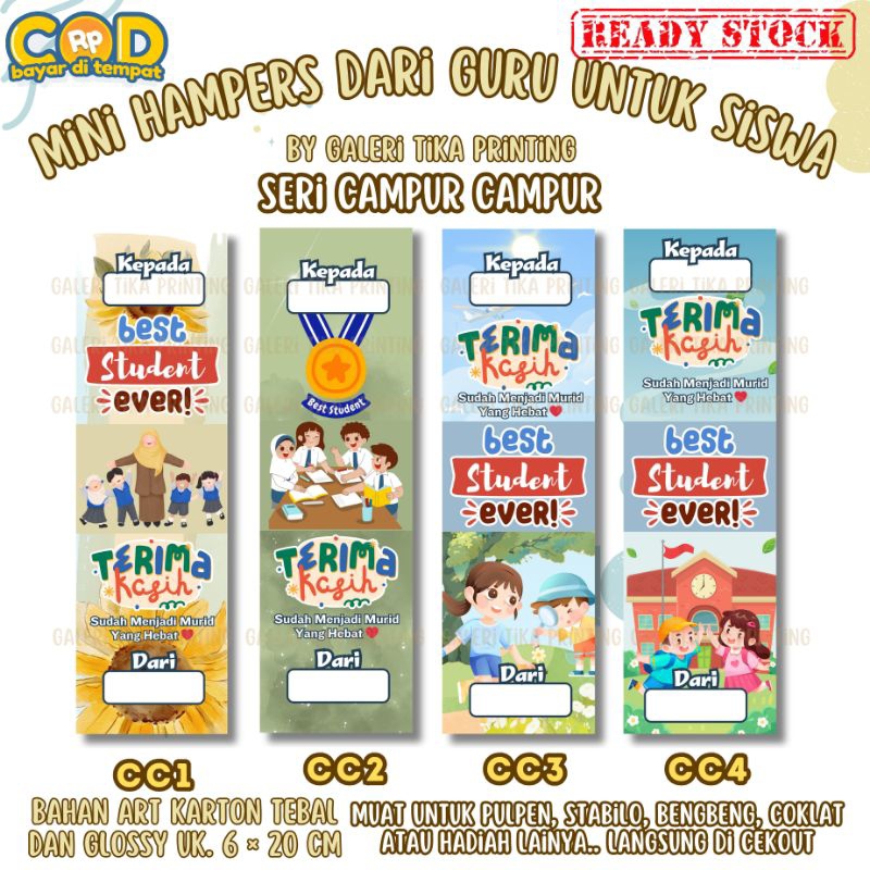 Jual MINI HAMPERS GIFT UNTUK MURID KARTU UCAPAN SISWA TERBAIK HADIAH ...