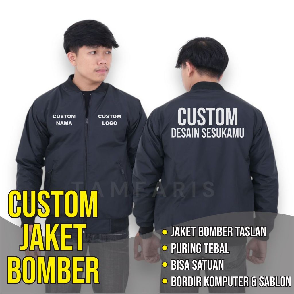 Jual Jaket Bomber Custom Satuan/Jaket Taslan | Shopee Indonesia