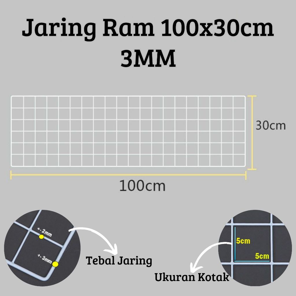 Jual Jaring Ram Kawat Dinding Ukuran 100x30cm Tebal 3mm Gantungan Hook ...