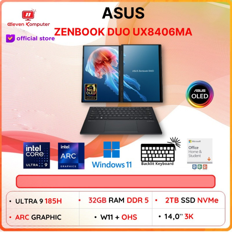 Jual Asus zenbook duo UX8406MA OLED TOUCH ULTRA 9 185H 32gb 2tb W11 ...