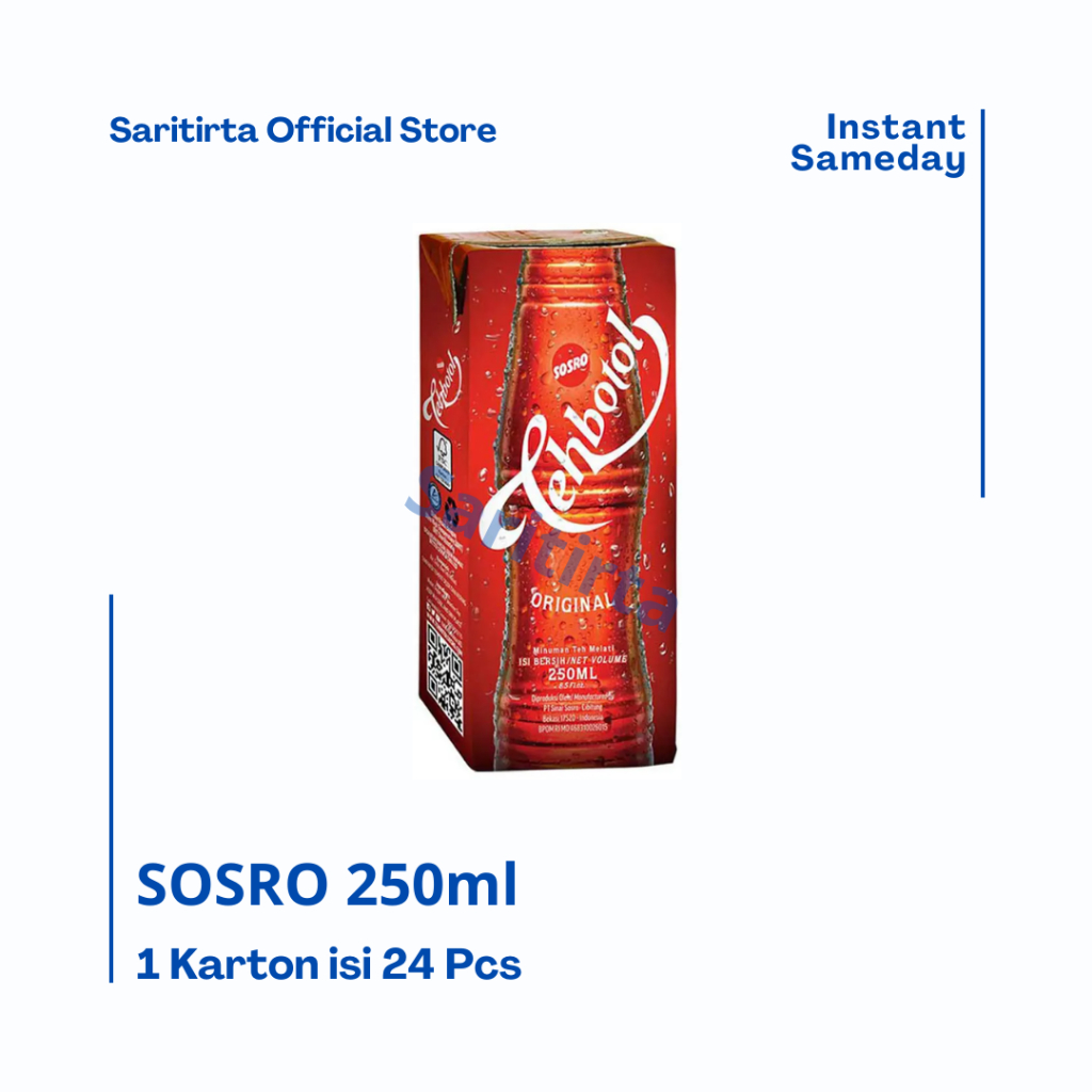 Jual TEH BOTOL KOTAK SOSRO 24x250mL | Shopee Indonesia