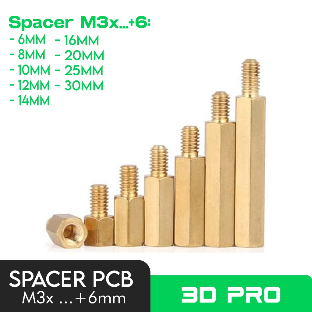 Jual Spacer Kuningan Penyangga Dudukan PCB M3+6 6mm 8mm 10mm 12mm 15mm 20mm 25mm 30mm 35mm ...