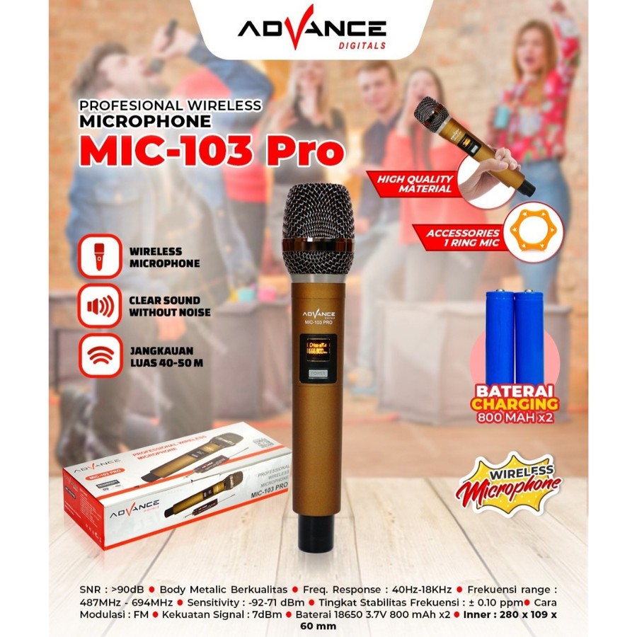 Jual Advance Mic-103 PRO Microphone Wireless Single Cocok untuk Karaoke ...