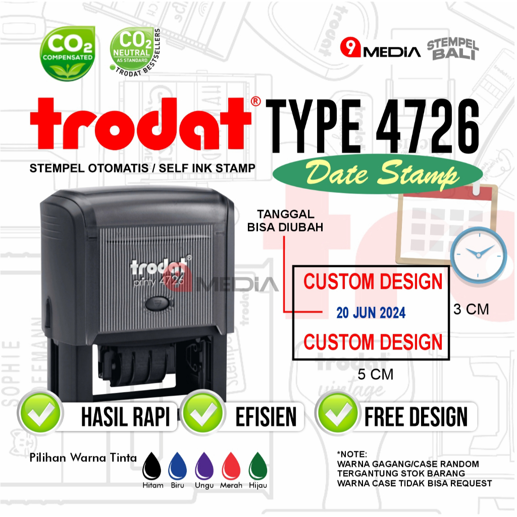 Jual TRODAT 4726 DATE STAMP STEMPEL TANGGAL CUSTOM DESAIN | Shopee Indonesia