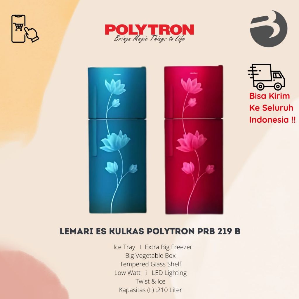 Jual LEMARI ES KULKAS POLYTRON PRB 219 B / KULKAS 2 PINTU POLYTRON ...