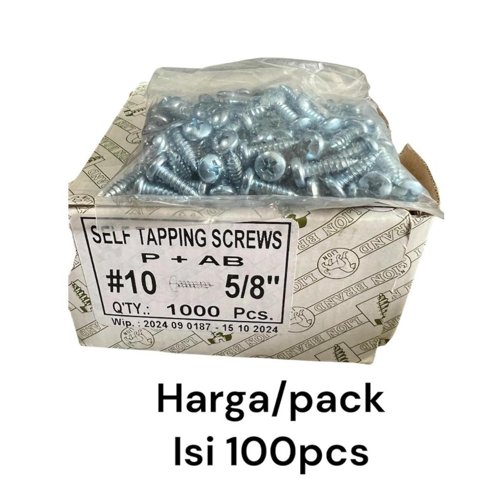 Jual 100pcs P+AB 10 x 5/8" ( panjang 1,5cm ) sekrup tapping lion brand ...