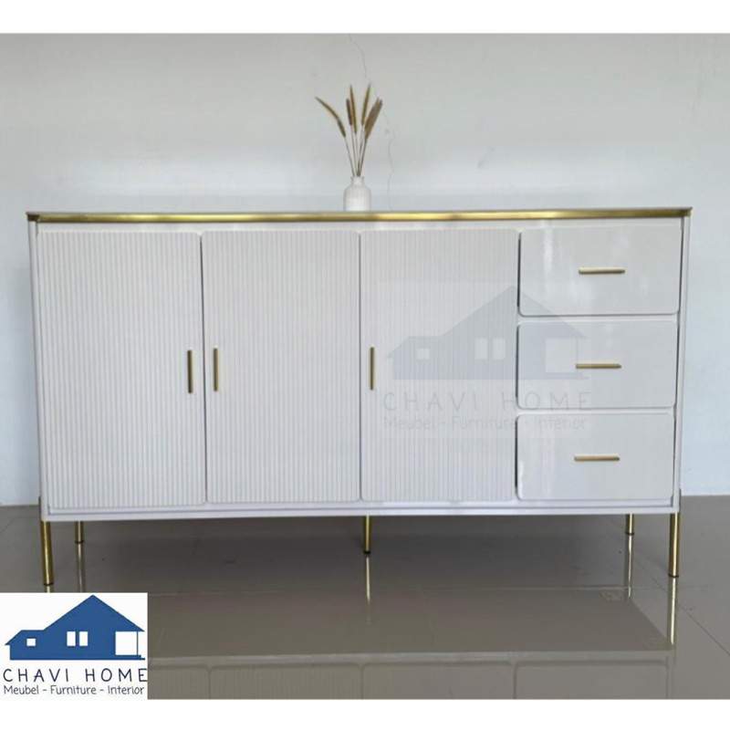 Jual CHAVIHOME Sideboard buffet meja tv serbaguna dengan top meja ...