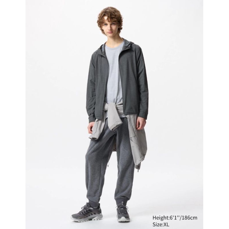 Jual UNIQLO DRY EX UV PROTECTION FULL ZIP IN GREY | Shopee Indonesia