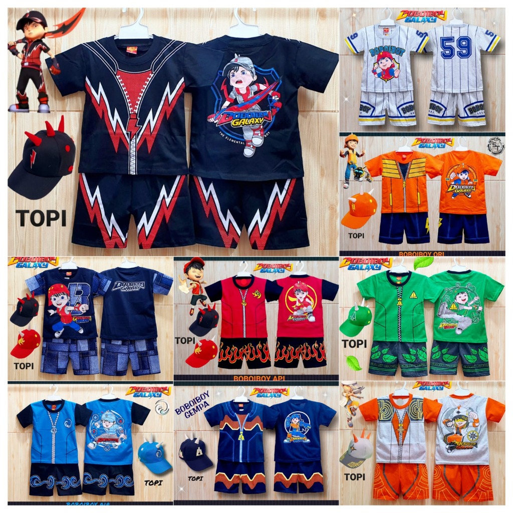 Jual KOSTUM SETELAN BAJU ANAK BOBOIBOY FREE TOPI / BAJU BOBOIBOY API ...