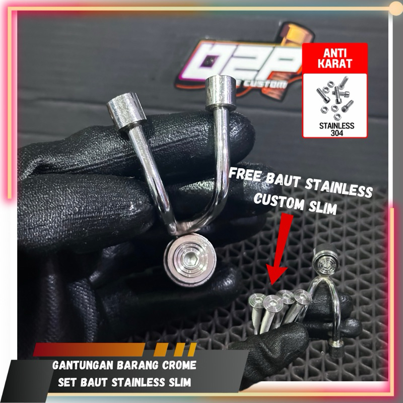 Jual gantungan barang motor set baut stainless custom slim | Shopee ...